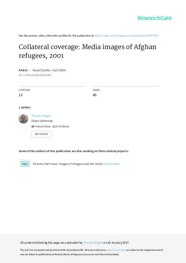 (PDF) Collateral Coverage: Media Images of Afghan Refugees, 2001