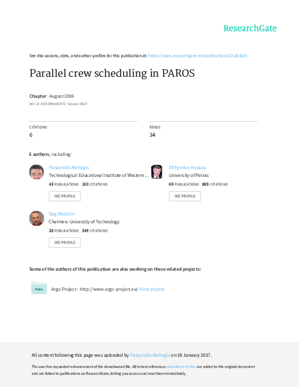 (PDF) Parallel Crew Scheduling In PAROS