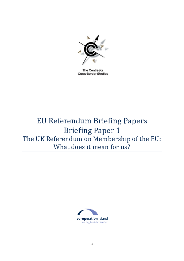(PDF) EU Referendum Briefing Papers Briefing Paper 1 The UK Referendum ...