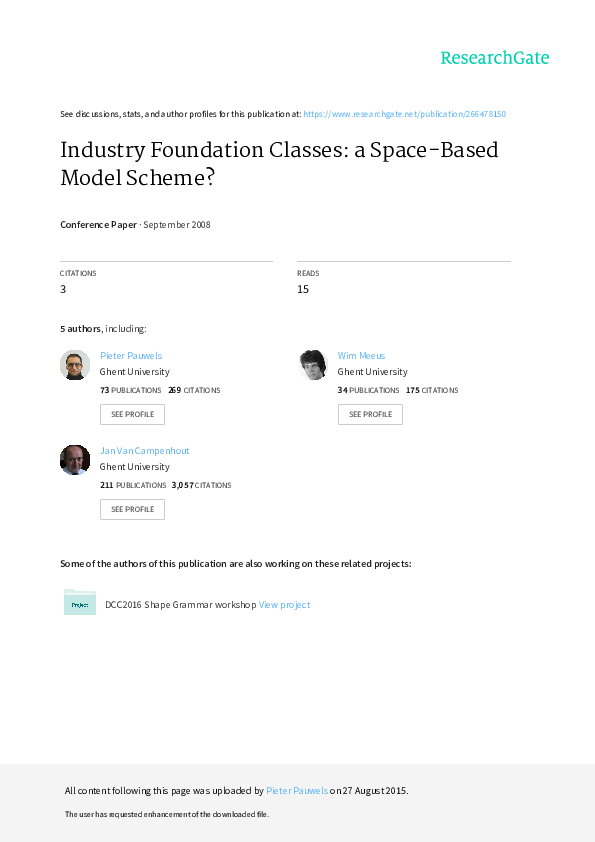 (PDF) Industry Foundation Classes: a Space-Based Model Scheme?