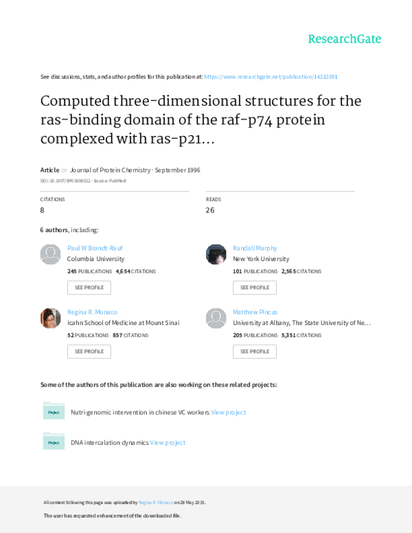 (PDF) Computed Three-Dimensional Structures for the Ras-Binding Domain ...