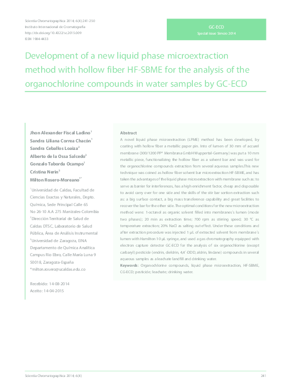 Pdf Development Of A New Liquid Phase Microextraction Method With Hollow Fiber Hf Sbme For The