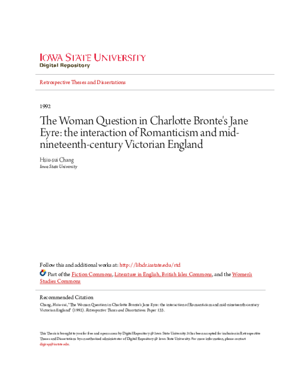 (PDF) The Woman Question in Charlotte Bronte' s Jane Eyre: the ...