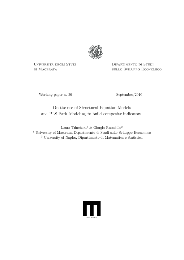 Pdf On The Use Of Structural Equation Models And Pls Path Modeling To Build Composite Indicators
