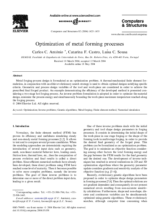 (PDF) Optimization of metal forming processes