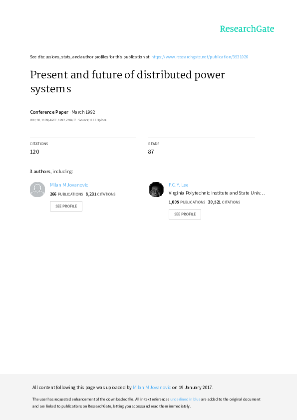 (PDF) Present and future of distributed power systems