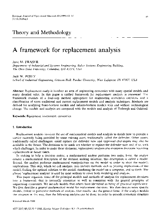 (PDF) A Framework for Replacement Analysis