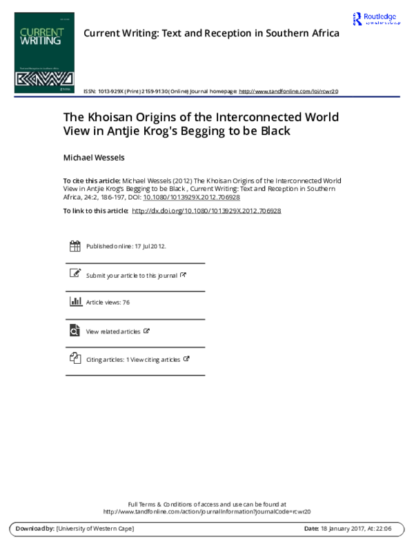 (PDF) Current Writing: Text and Reception in Southern Africa The ...