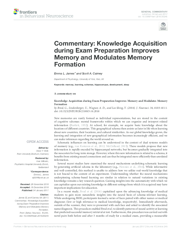(PDF) Commentary: Knowledge Acquisition during Exam Preparation ...