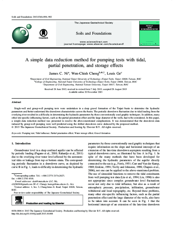 Pdf A Simple Data Reduction Method For Pumping Tests With Tidal