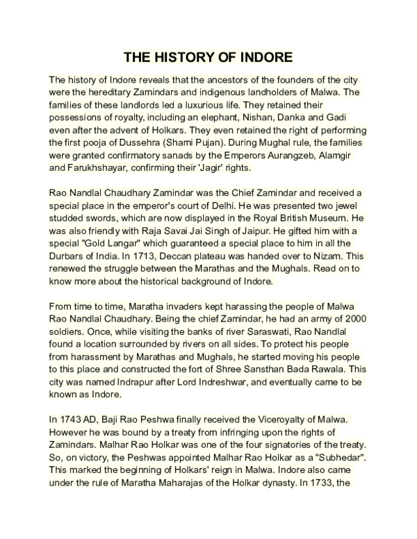 (DOC) THE HISTORY OF INDORE