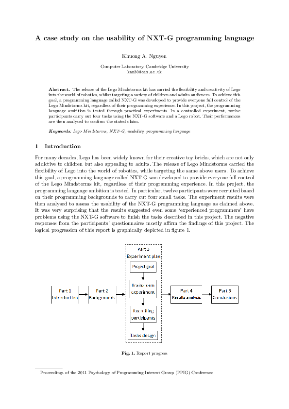 (PDF) A case study on the usability of NXT-G programming language
