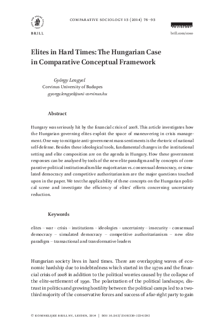 (PDF) Elites in Hard Times: The Hungarian Case in Comparative ...