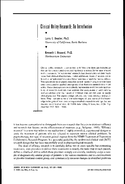 (PDF) Clinical Utility Research: An Introduction