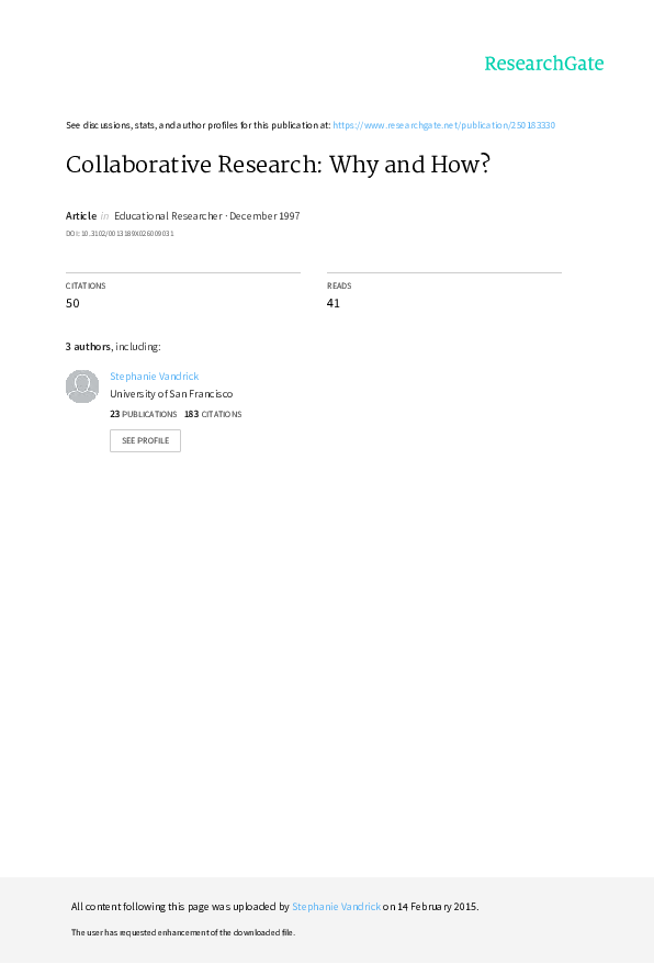 (PDF) Collaborative Research: Why and How?