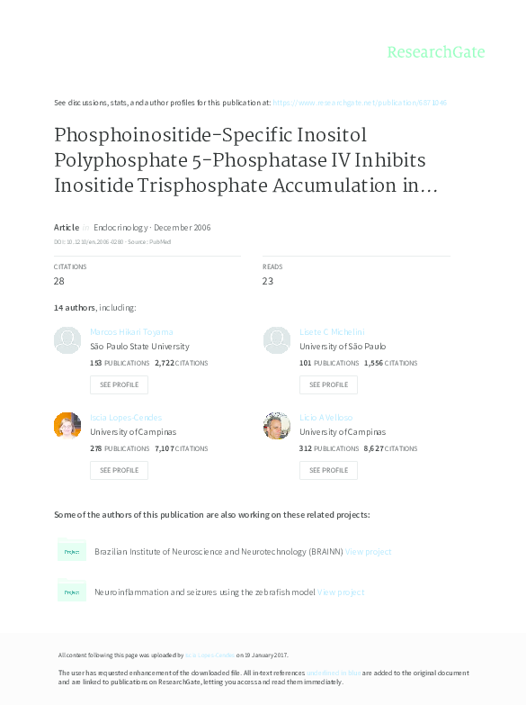 (PDF) Phosphoinositide-Specific Inositol Polyphosphate 5-Phosphatase IV ...