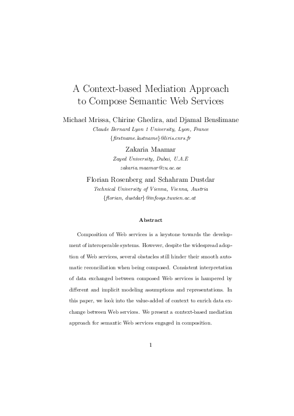 Pdf A Context Based Mediation Approach To Compose Semantic Web Services