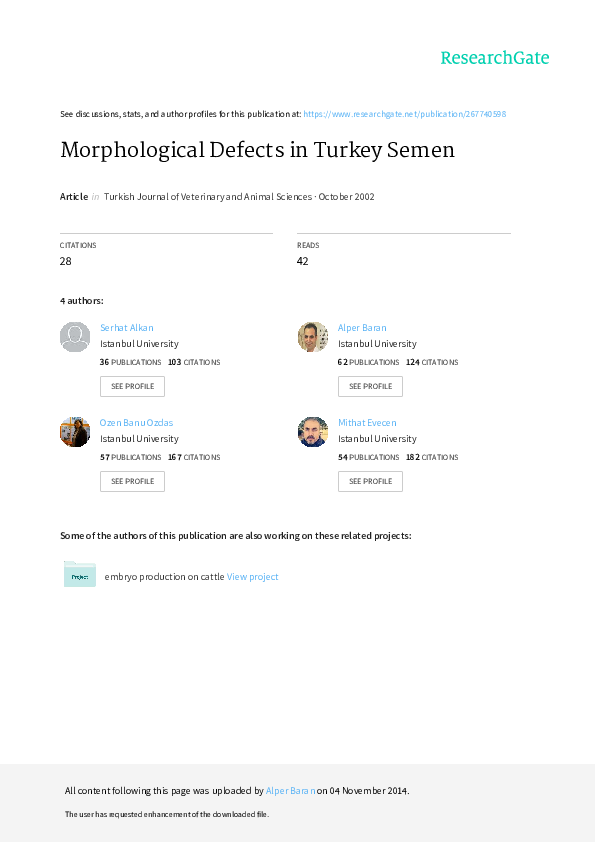 (PDF) Morphological Defects in Turkey Semen