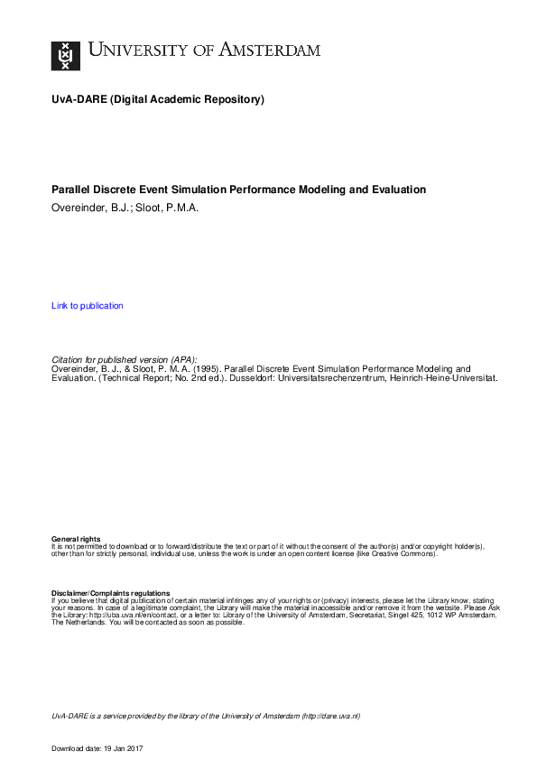 (PDF) Parallel discrete event simulation performance modeling and ... (PDF) Parallel discrete event simulation performance modeling and ...