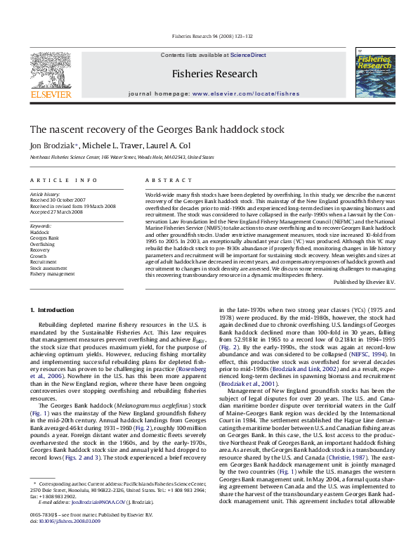 (PDF) The nascent recovery of the Georges Bank haddock stock
