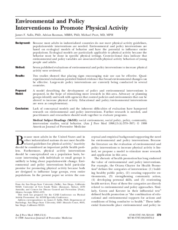 (PDF) Environmental and policy interventions to promote physical ...