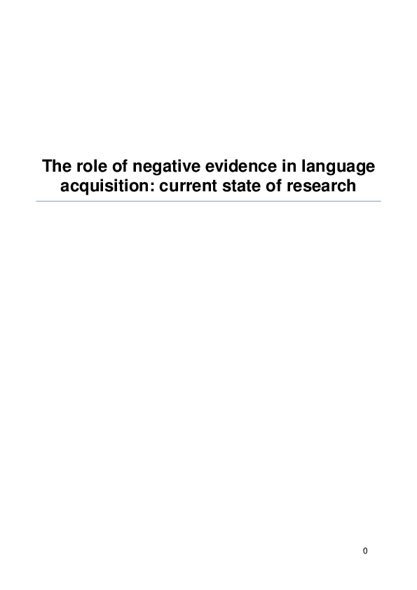 (PDF) The role of negative evidence in language acquisition: current ...