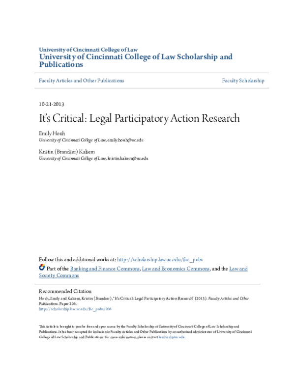 (PDF) It’s Critical: Legal Participatory Action Research