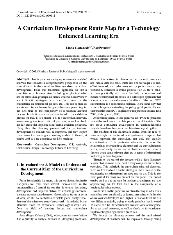 (PDF) A Curriculum Development Route Map for a Technology Enhanced ...