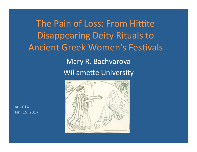 (PDF) The Pain of Loss: From Hittite Disappearing Deity Rituals to ...
