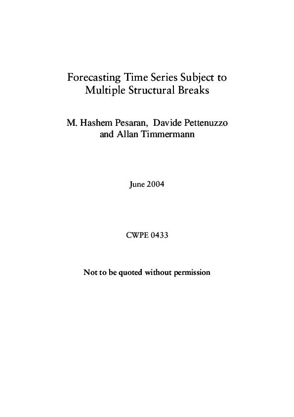 Pdf Forecasting Time Series Subject To Multiple Structural Breaks