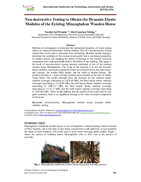 Pdf Non Destructive Testing To Obtain The Dynamic Elastic Modulus Of