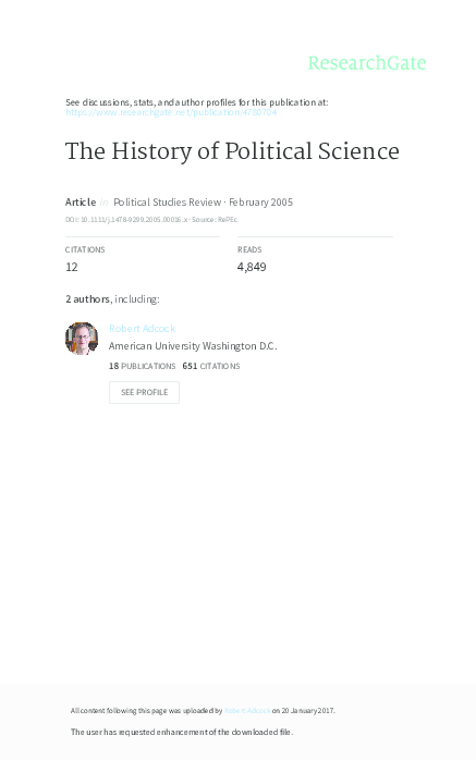 (PDF) The History of Political Science Article in Political Studies ...