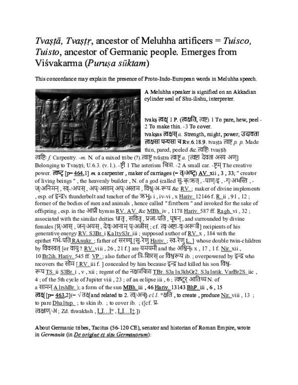 (PDF) Tvaṣṭā, Tvaṣṭṛ, ancestor of Meluhha artificers = Tuisco, Tuisto ...