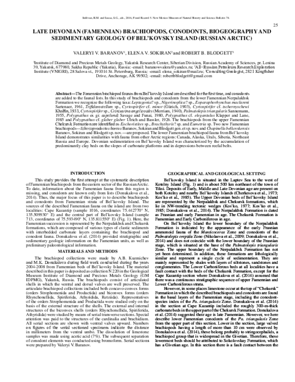 (PDF) LATE DEVONIAN (FAMENNIAN) BRACHIOPODS, CONODONTS, BIOGEOGRAPHY ...