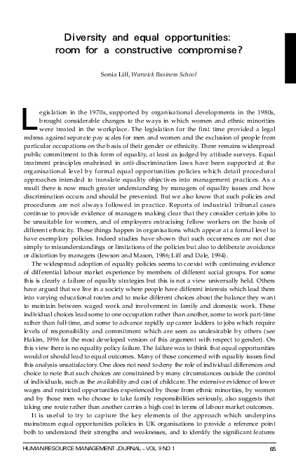(PDF) Diversity and Equal Opportunities: Room for a Constructive ...