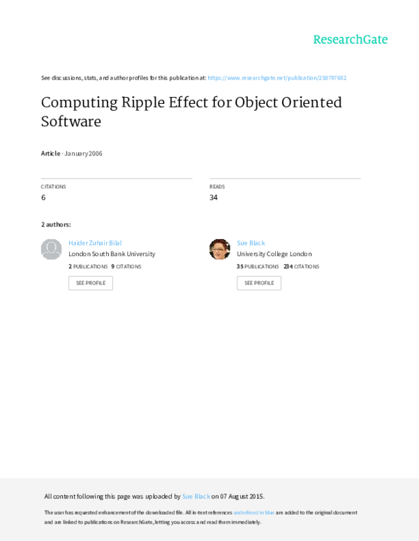 Computing Ripple Effect for Object Oriented Software