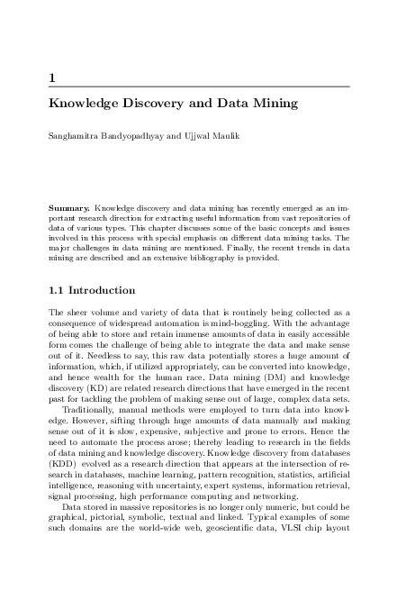 (PDF) Knowledge Discovery and Data Mining
