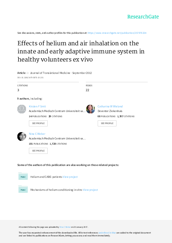 (PDF) Effects of helium and air inhalation on the innate and early ...