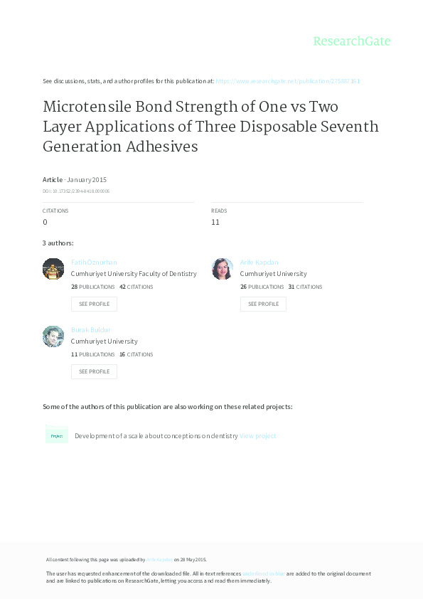 (PDF) Microtensile Bond Strength of One vs Two Layer Applications of ...