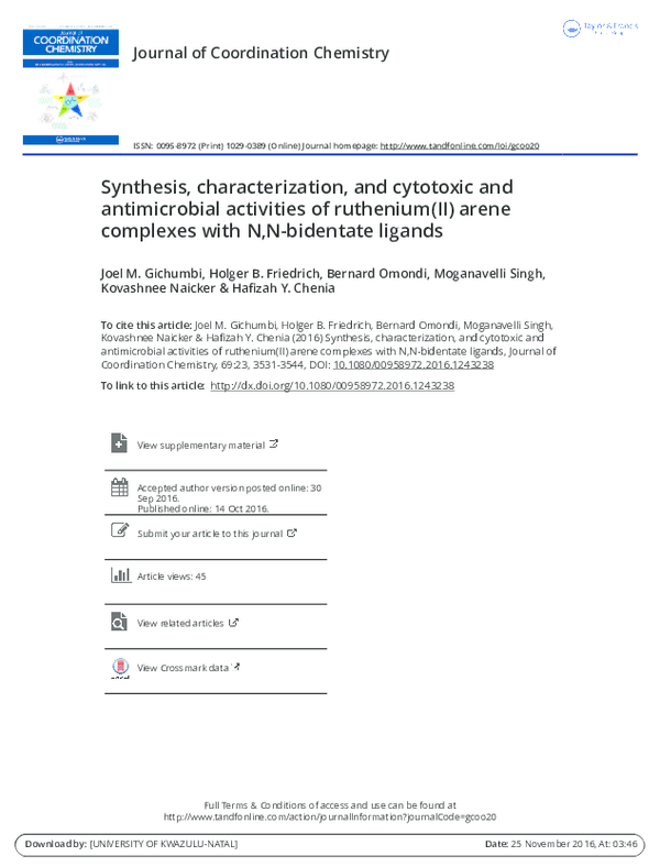 (PDF) Synthesis, characterization, and cytotoxic and antimicrobial activities of ruthenium(II ...