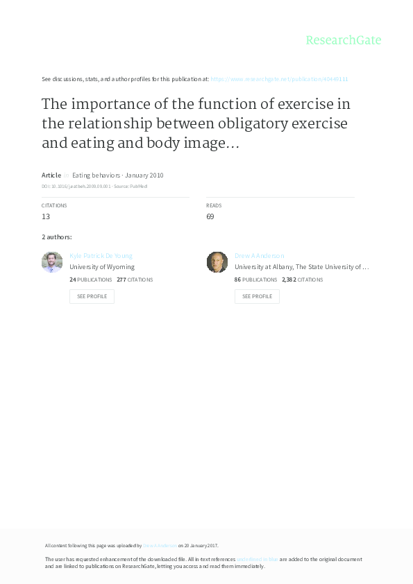 (PDF) The Importance of the Function of Exercise In the Relationship ...