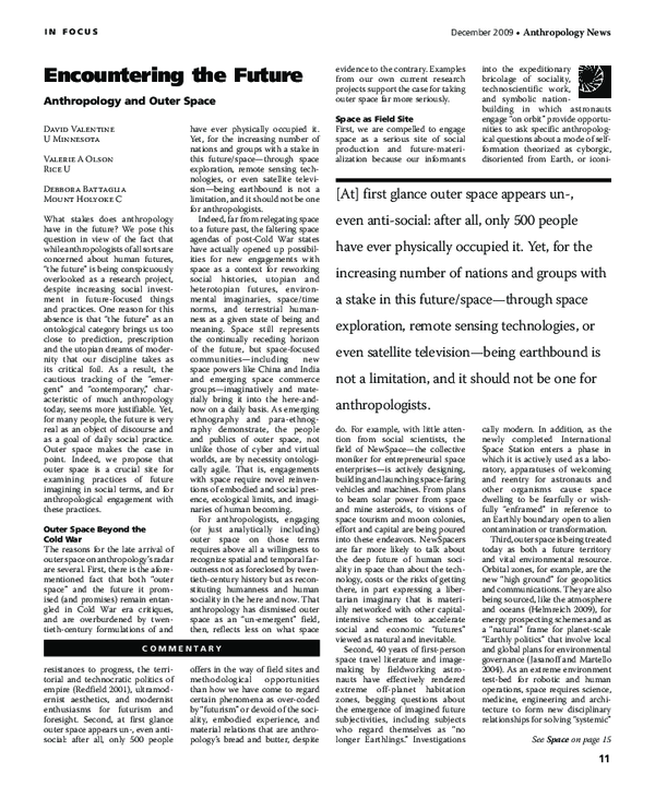 (PDF) Encountering the Future: Anthropology and Outer Space