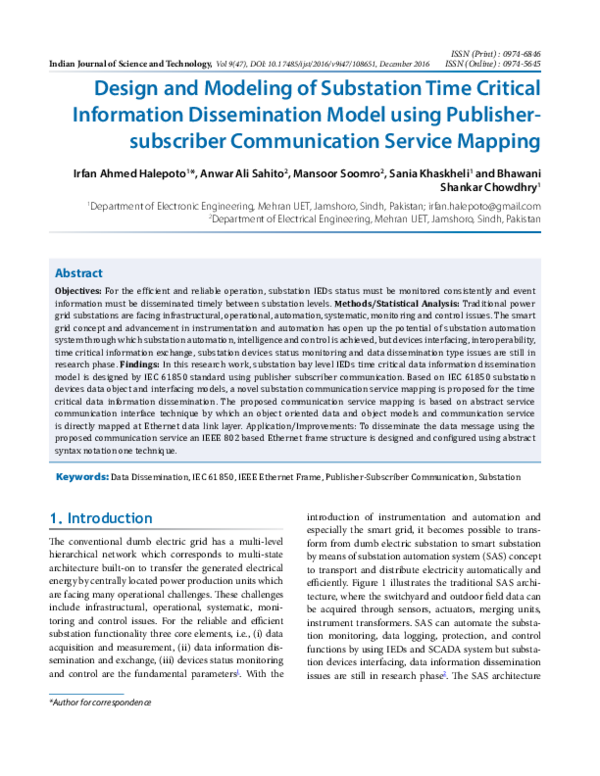 (PDF) Design and Modeling of Substation Time Critical Information ...