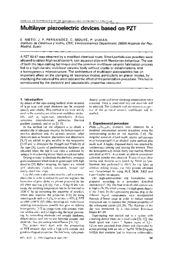 (PDF) Multilayer piezoelectric devices based on PZT