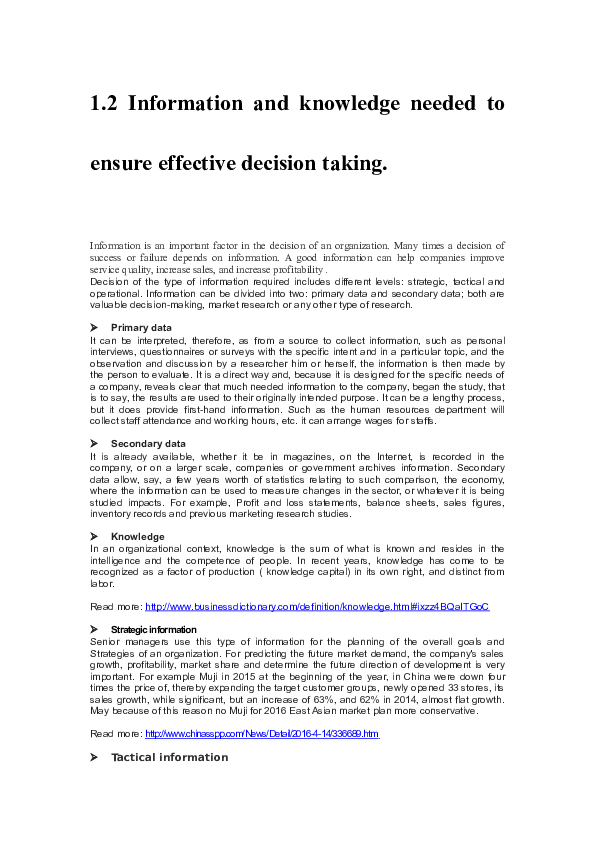 (DOC) 2 Information and knowledge needed to ensure effective decision ...