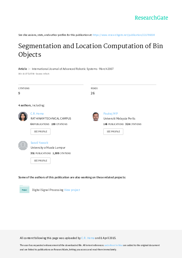 Pdf Segmentation And Location Computation Of Bin Objects