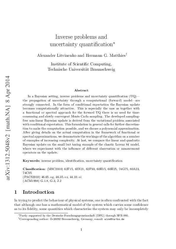 (PDF) Inverse problems and uncertainty quantification | Alexander Litvinenko - Academia.edu
