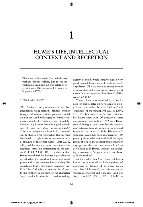 (PDF) HUME'S LIFE, INTELLECTUAL CONTEXT AND RECEPTION