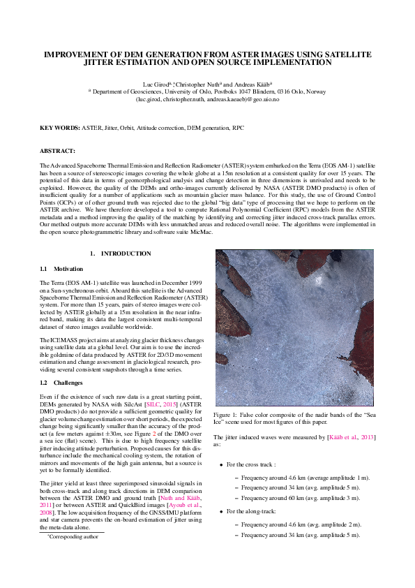 (PDF) IMPROVEMENT OF DEM GENERATION FROM ASTER IMAGES USING SATELLITE JITTER ESTIMATION AND OPEN ...