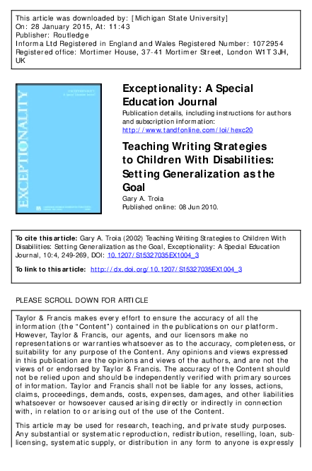 (PDF) Teaching Writing Strategies to Children With Disabilities ...